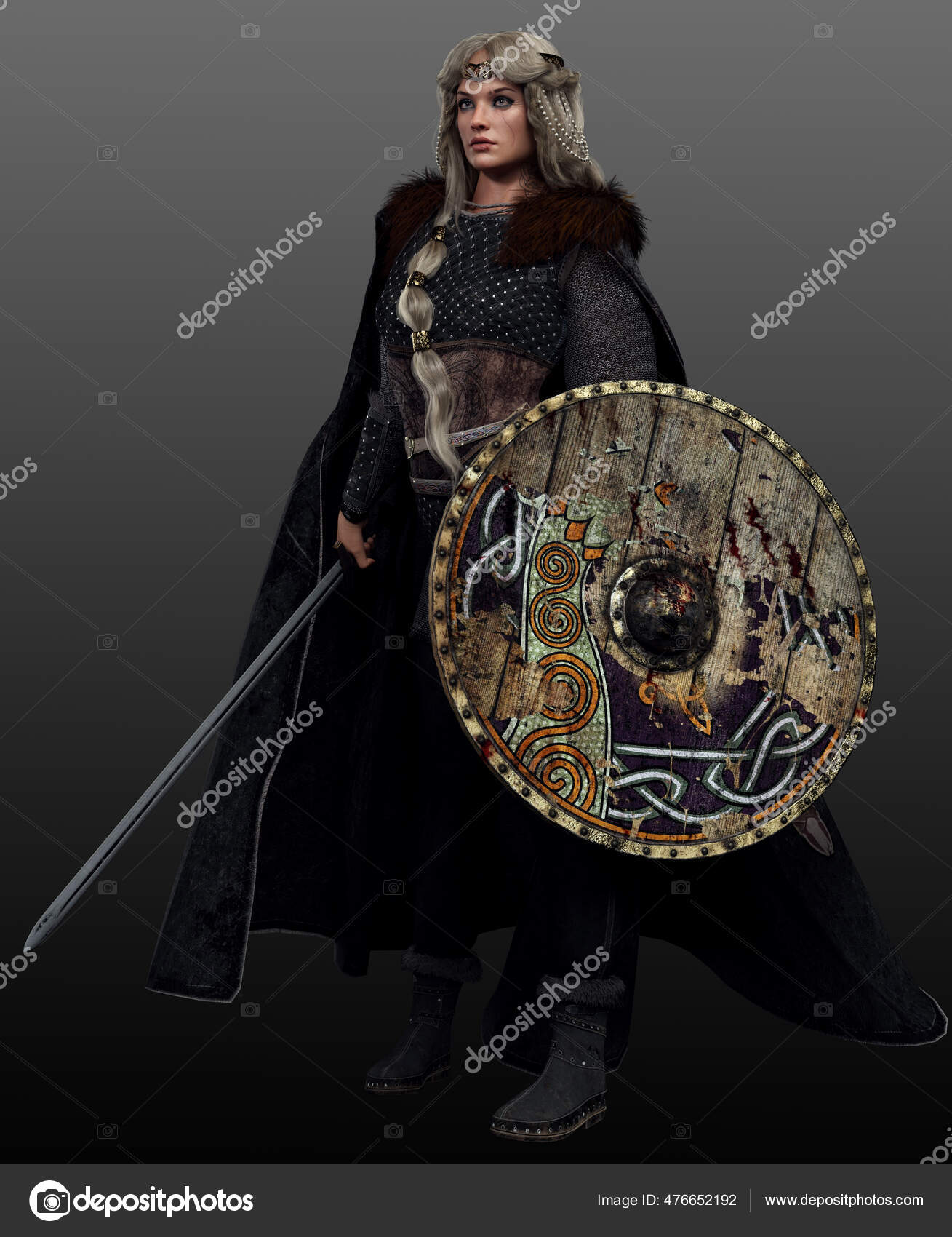 Freja Viking Warrior Female Armor Long Braids — Stock Photo © Ravven ...