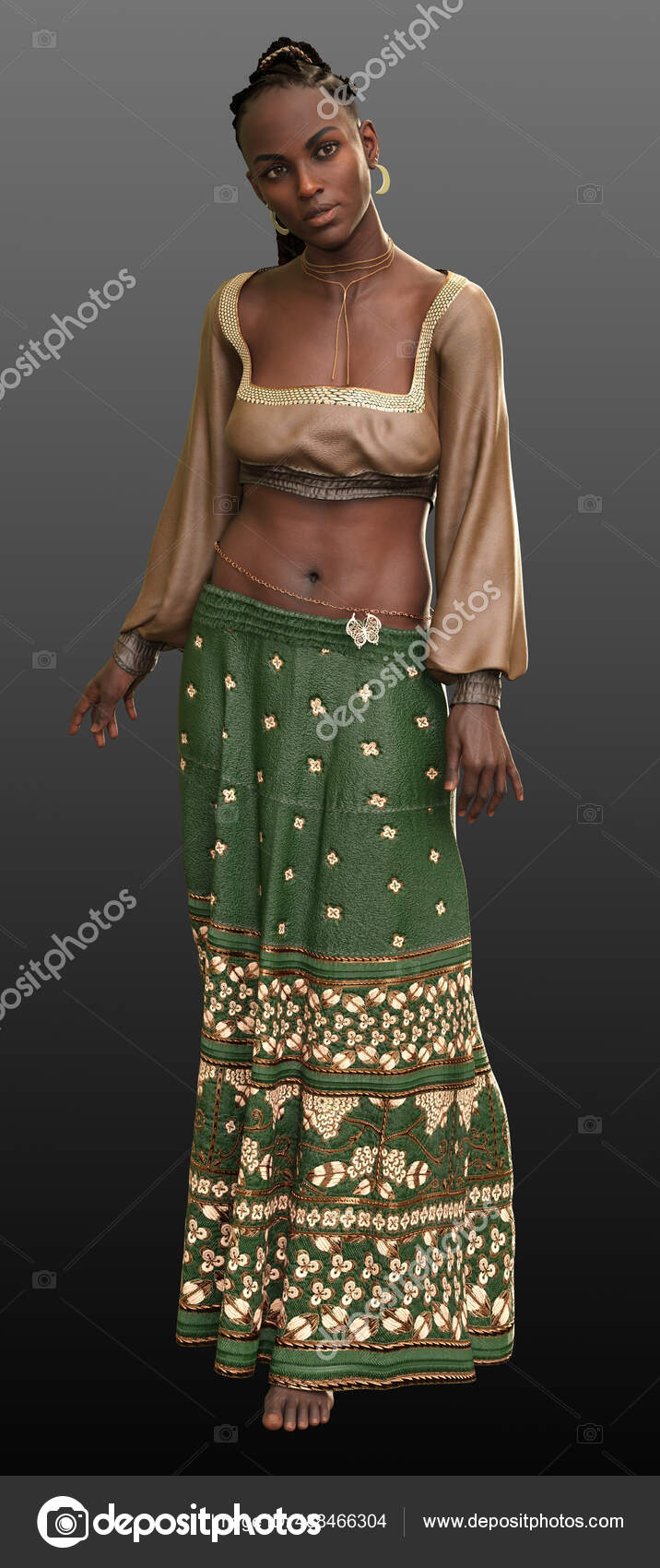 Boho Hippie Poc Woman Long Braided Hair — Stock Photo © Ravven #488466304