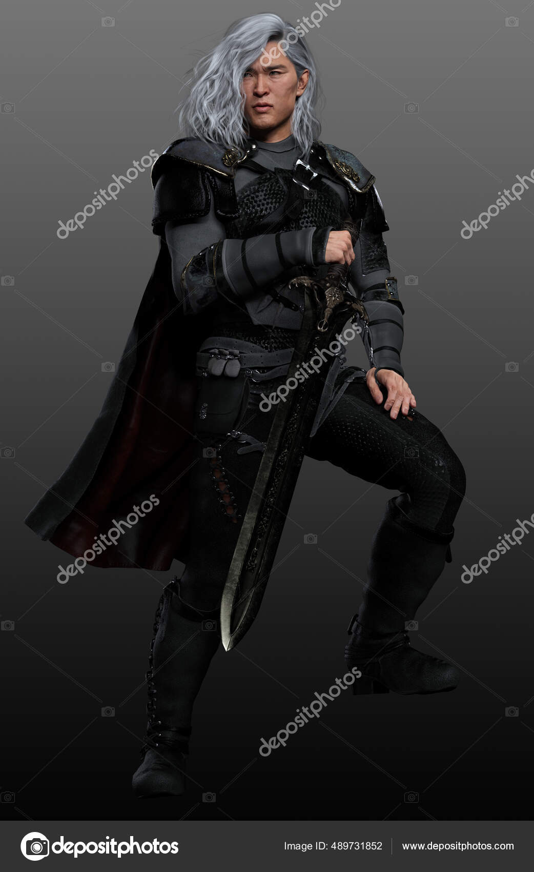 Fae Elvish Warrior Sword Grey Hair Stock Photo by ©Ravven 489731852