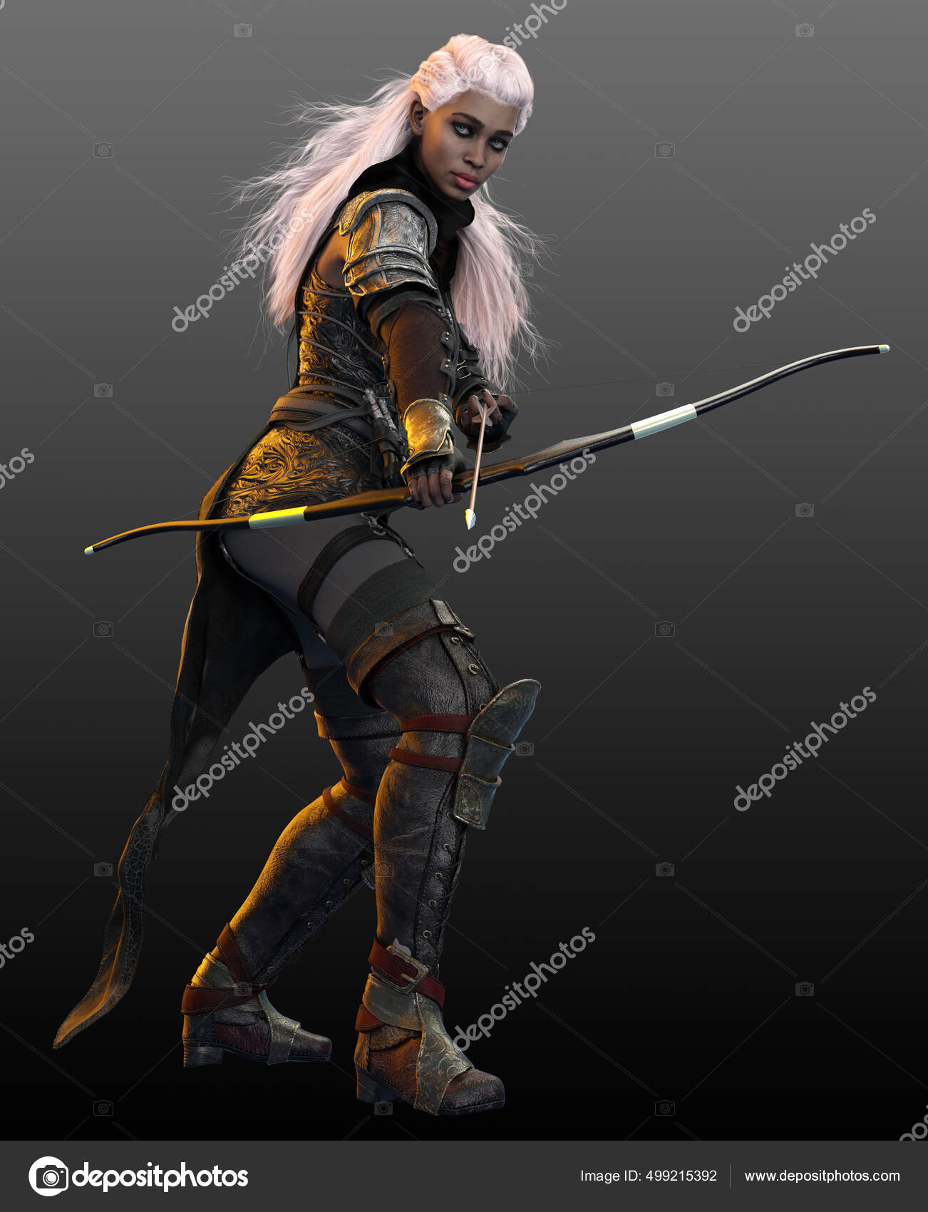 Fantasy Poc White Haired Ranger Leather Armor Stock Photo by ©Ravven ...