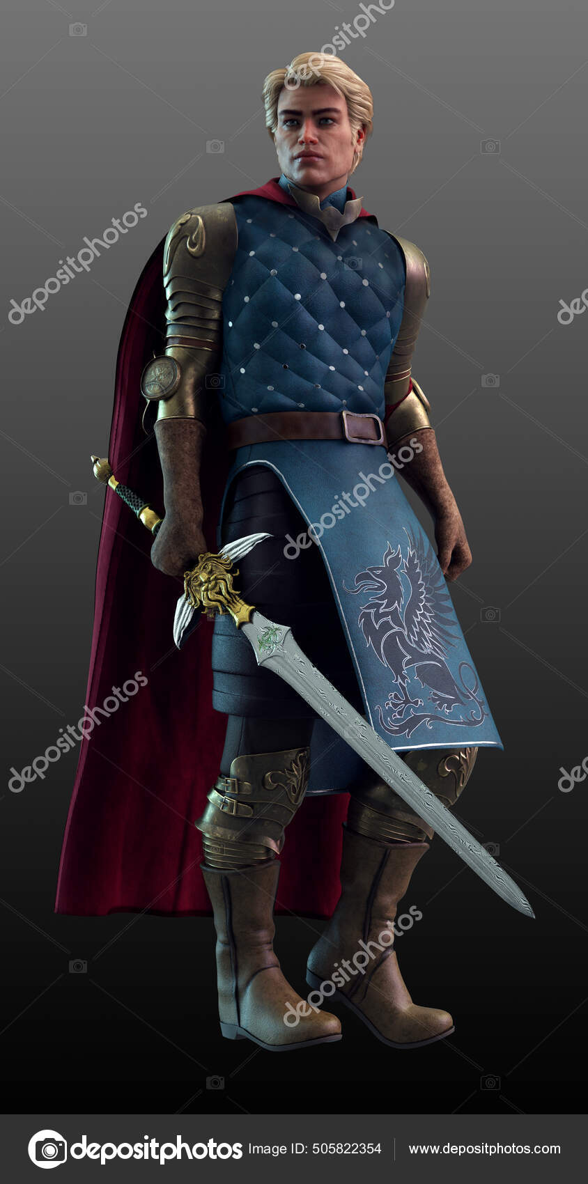 Fantasy Medieval King Knight Blue Gold Sword Stock Photo by ©Ravven ...