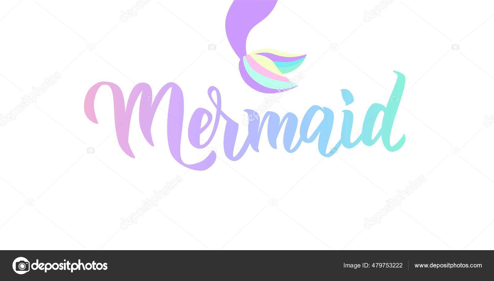 Mermaid Hand Lettering Text Typography Shirt Design Birthday Party ...