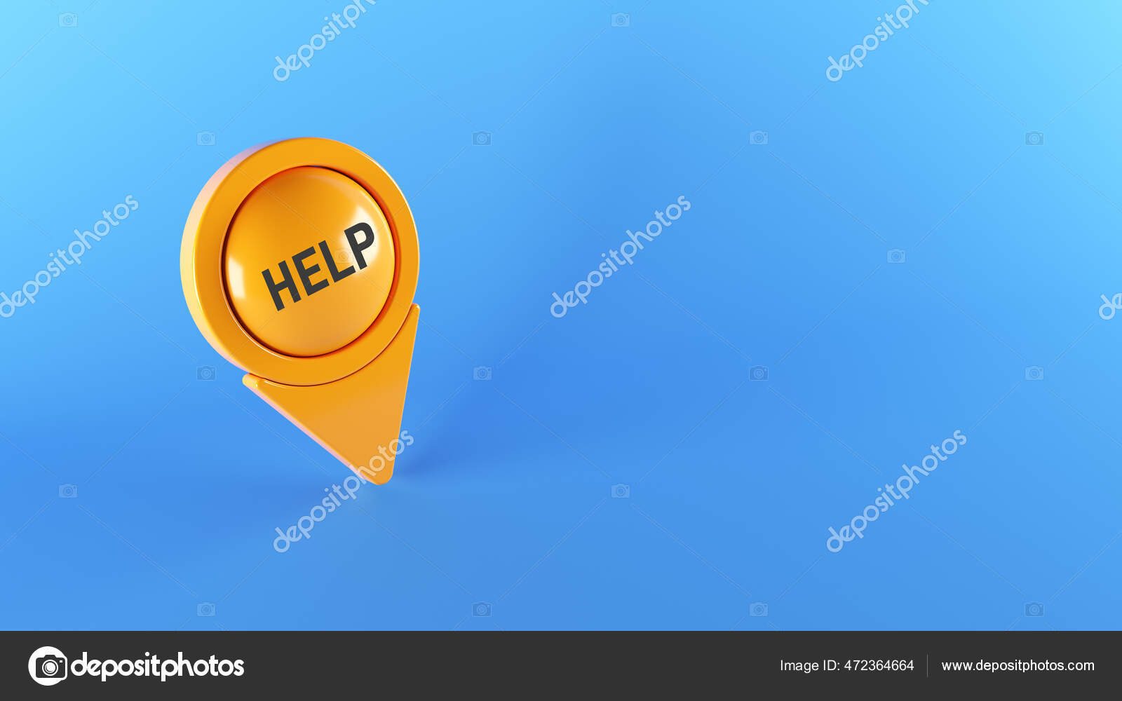 Orange Colored Map Pointer Help Text Blue Colored Background Horizontal ...