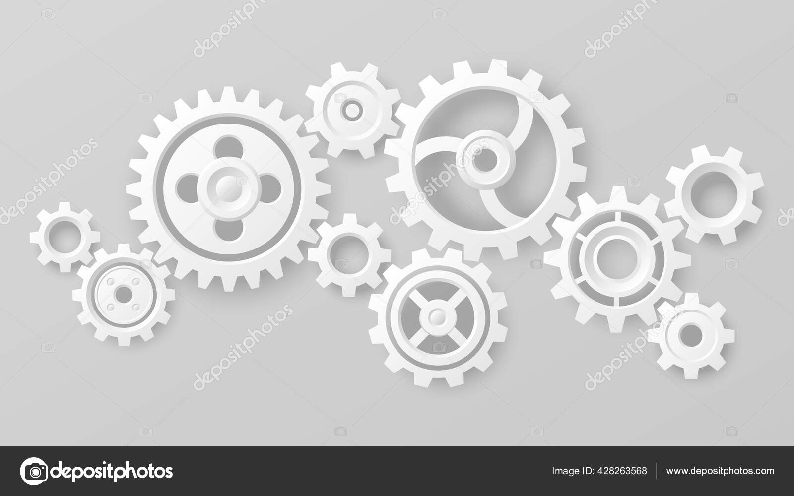 Sagoma Di Ingranaggio Bianco Sistema Di Ingranaggi Foto E Immagini