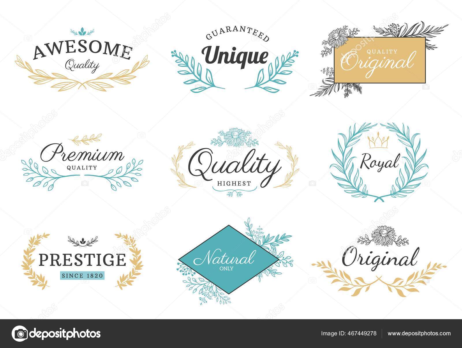 Floral ornament label. Vintage natural motif frames and borders with ...