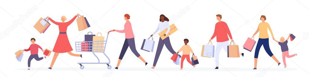 Shoppers crowd Vector Art Stock Images | Depositphotos