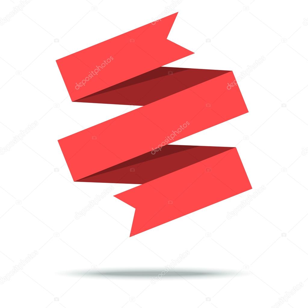 Listón rojo aislado sobre fondo blanco. Ilustración de vector — Archivo ...