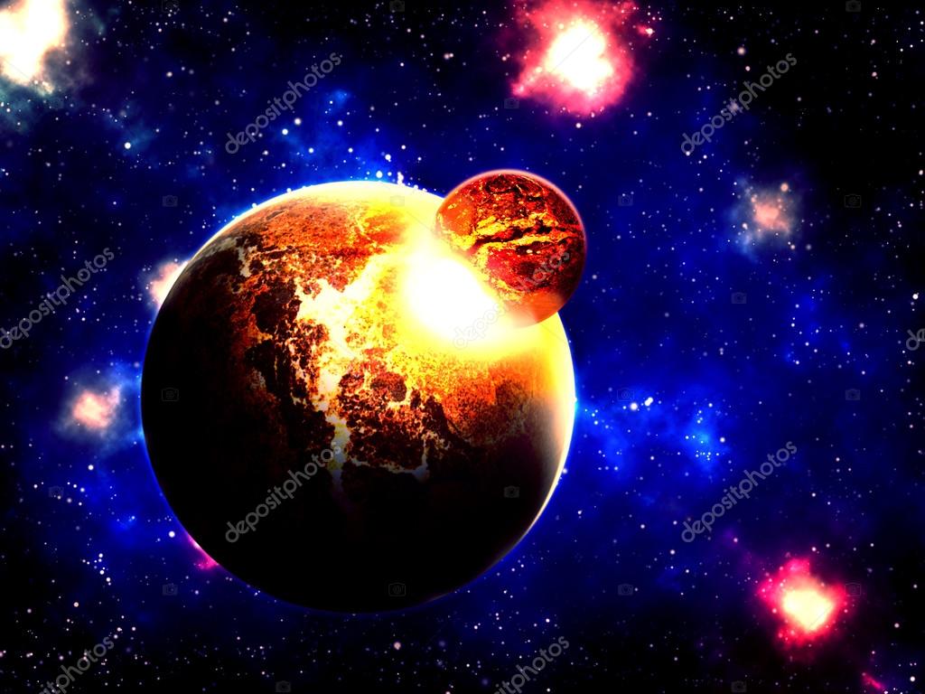 Planet destroyed in collision — Stock Photo © bannerwega #108796178