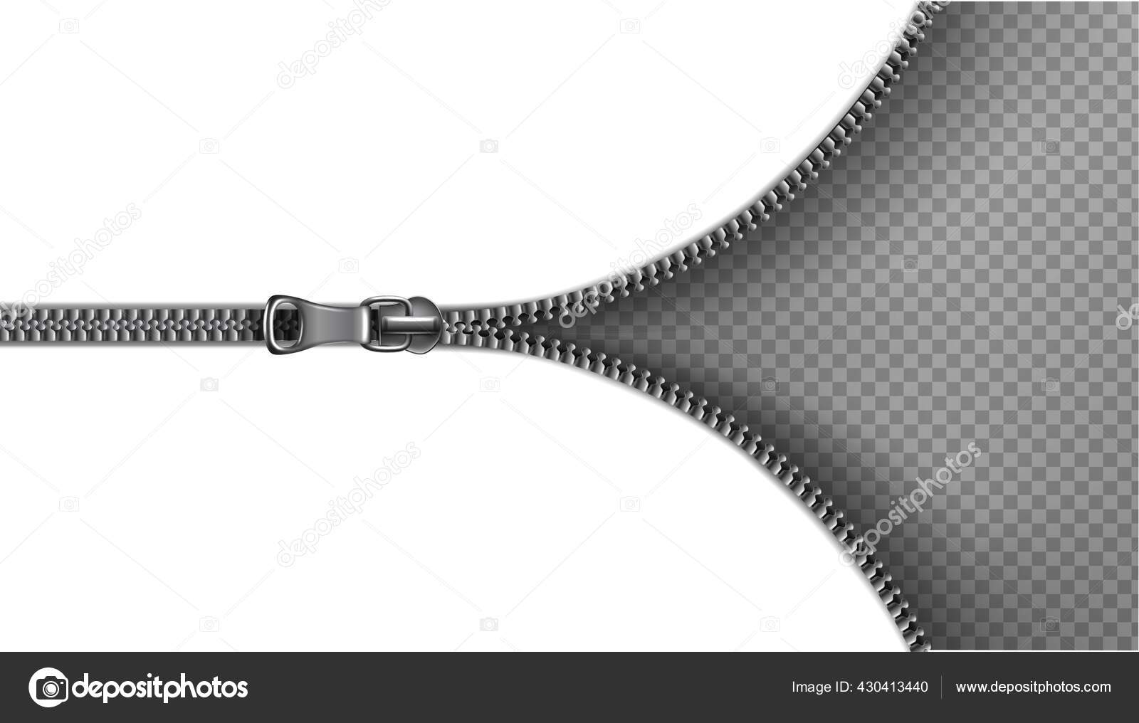 Realistic Vector Zipper Open Background Illustration Transparent ...
