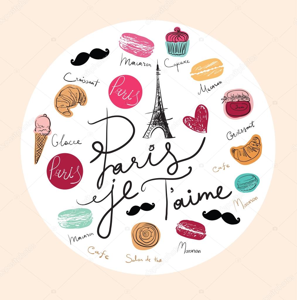 Hand drawn Paris symbols — Stock Vector © Molesko #67158013
