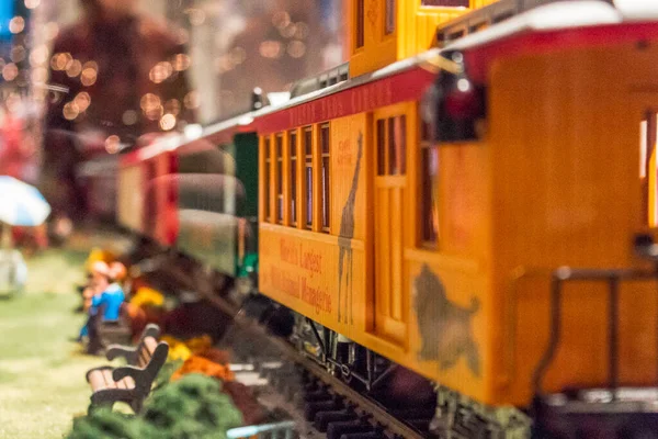 Model Locomotive Train Crossing Bridge Holiday Train Display – Stock ...