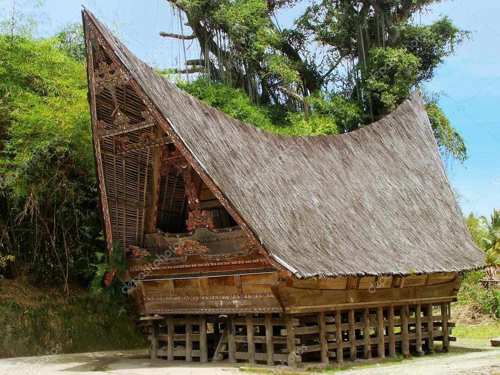Traditional Batak house on Samosir island, Sumatra, Indonesia Stock ...