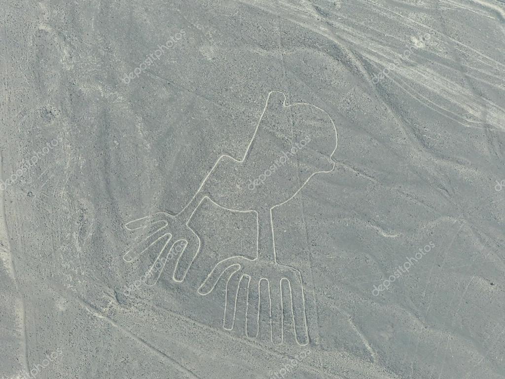 Vista aérea de las líneas de Nazca - Geoglifo de manos, Perú. 2022
