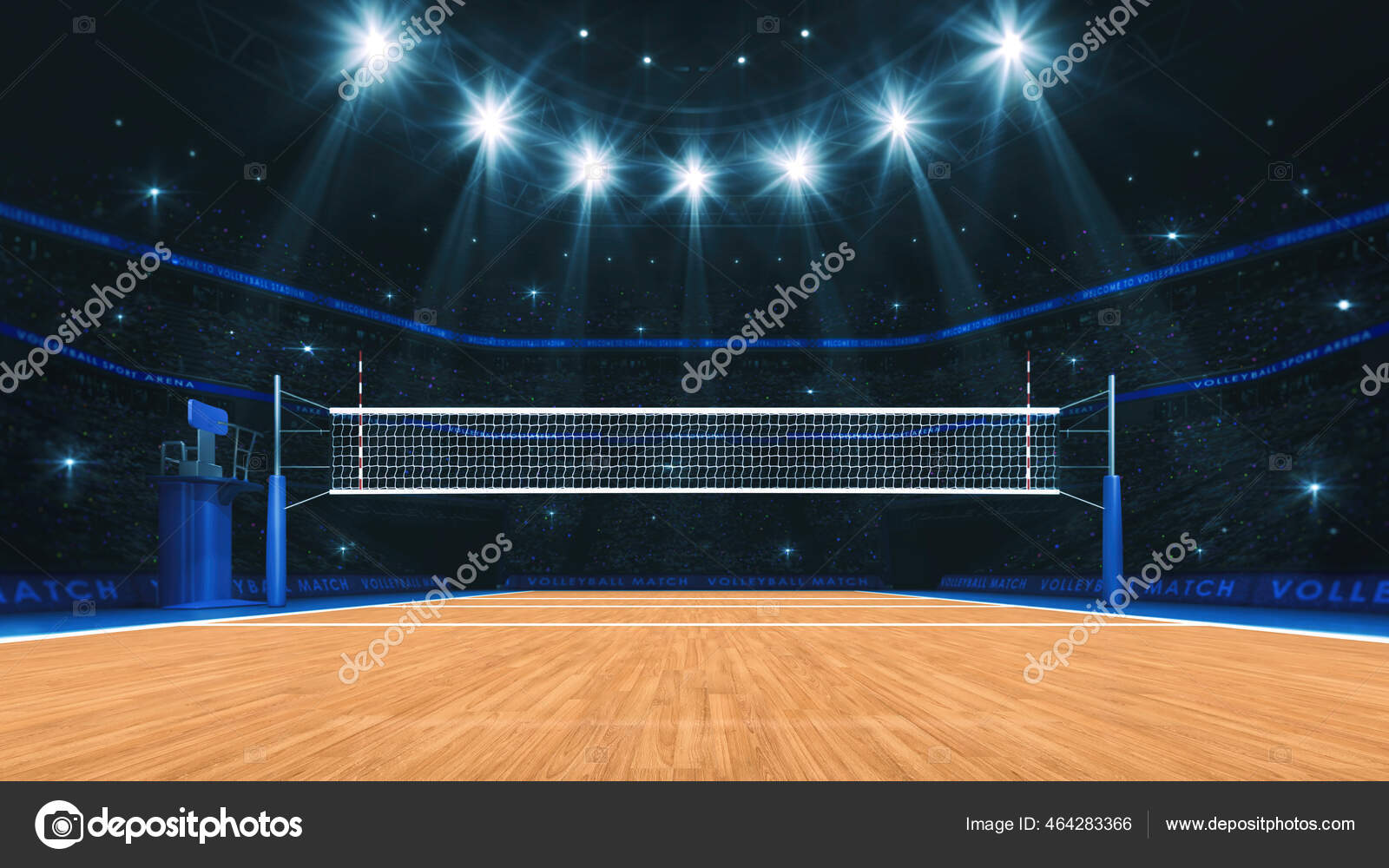 Sport Arena Interior Professional Volleyball Court Crowd Fans Player's ...