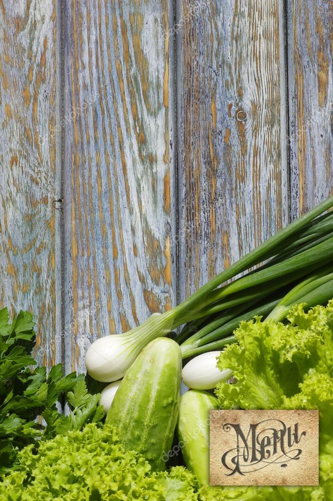 Menu background with fresh vegetables Stock Photo by ©pavila1 118336416