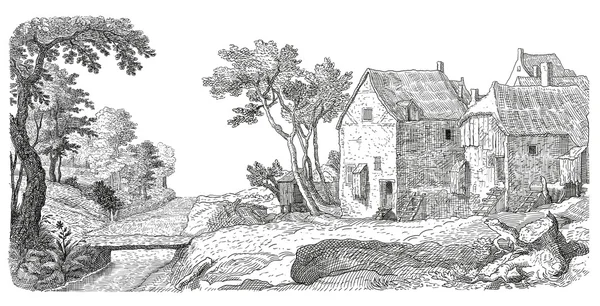 Old village drawing Stock Photos, Royalty Free Old village drawing ...