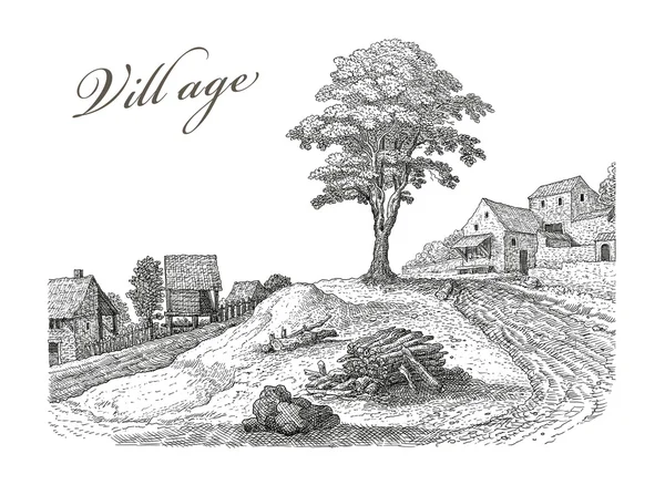 Old village drawing Stock Photos, Royalty Free Old village drawing ...