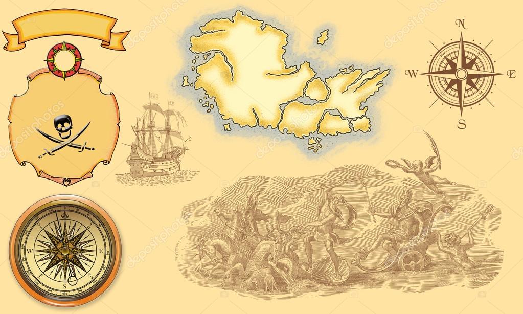 Pirate map on yellow background Stock Photo by ©pavila1 92470746