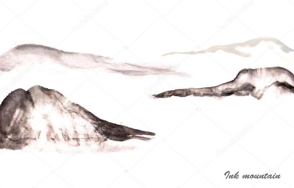 Ink mountain drawing Stock Illustration by ©baoyan #106288404