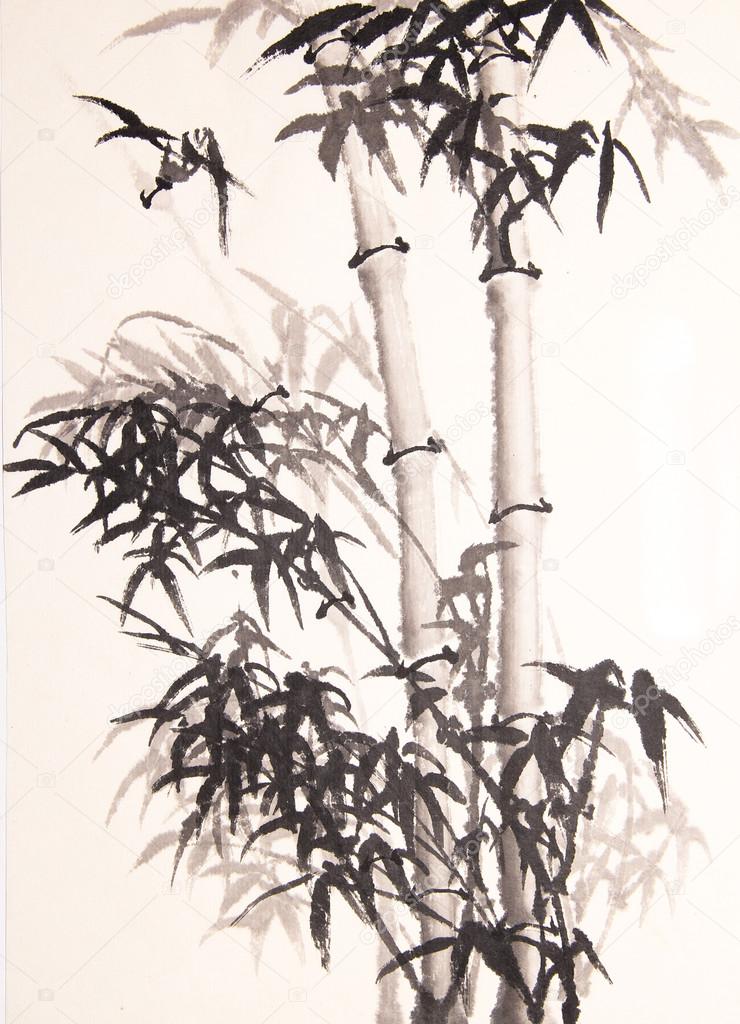 Bamboo ink painting hand drawn Stock Photo by ©baoyan 107535764