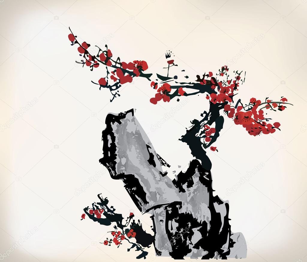 Ink style chinese traditional drawings Stock Vector Image by ©baoyan ...