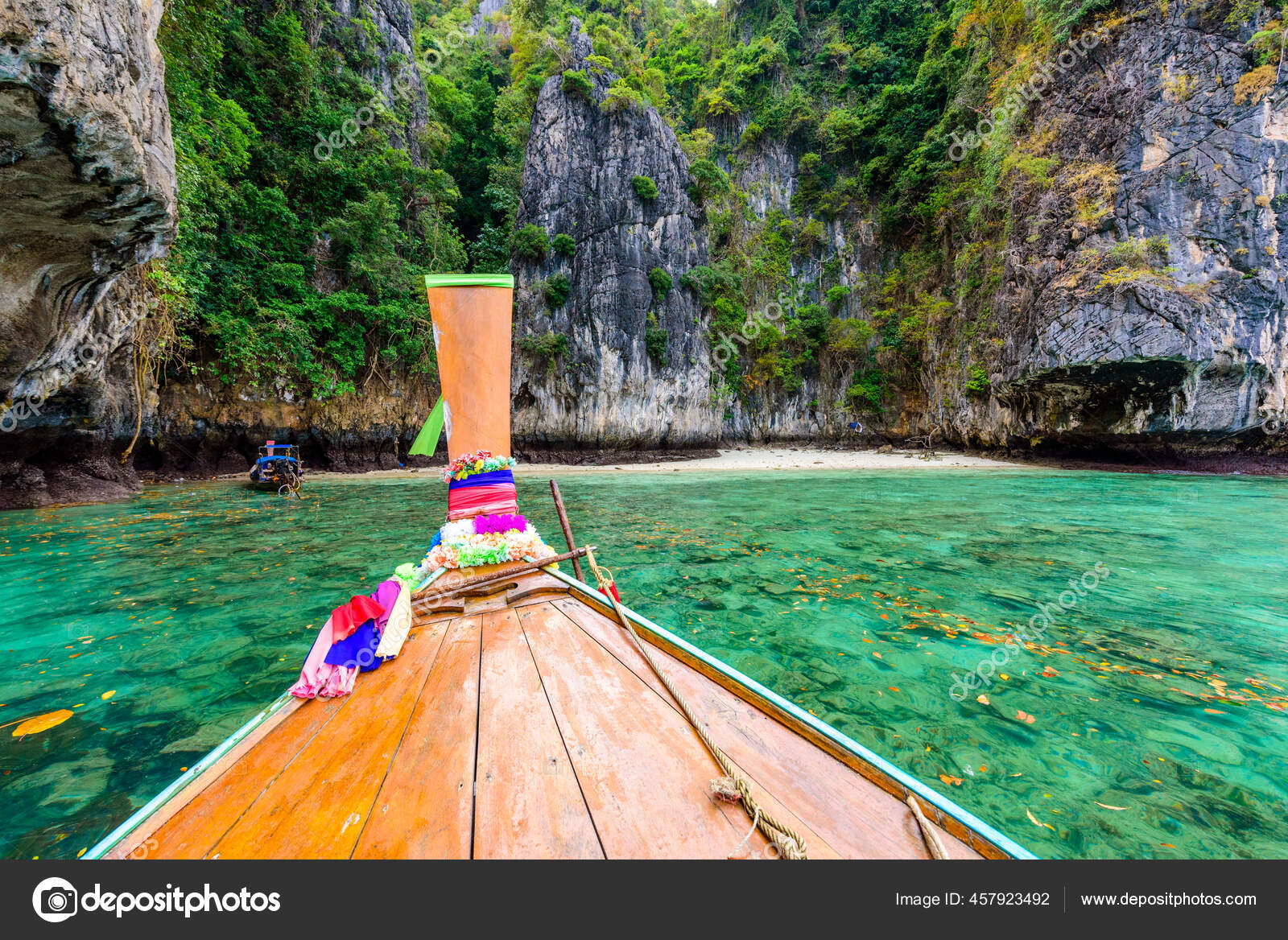 Small Monkey Beach Paradise Bay Minutes Boat Ride Ton Sai Stock Photo ...