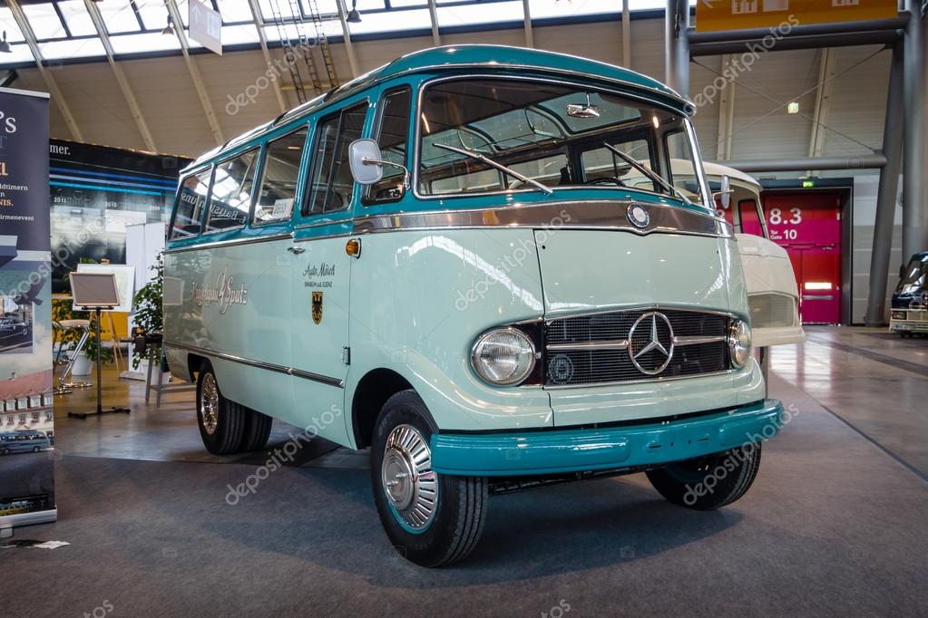 Minibus with panoramic windows Mercedes-Benz O319, 1958. – Stock ...