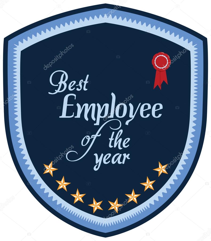 Vector promo label of best employee service award of the year. Stock ...