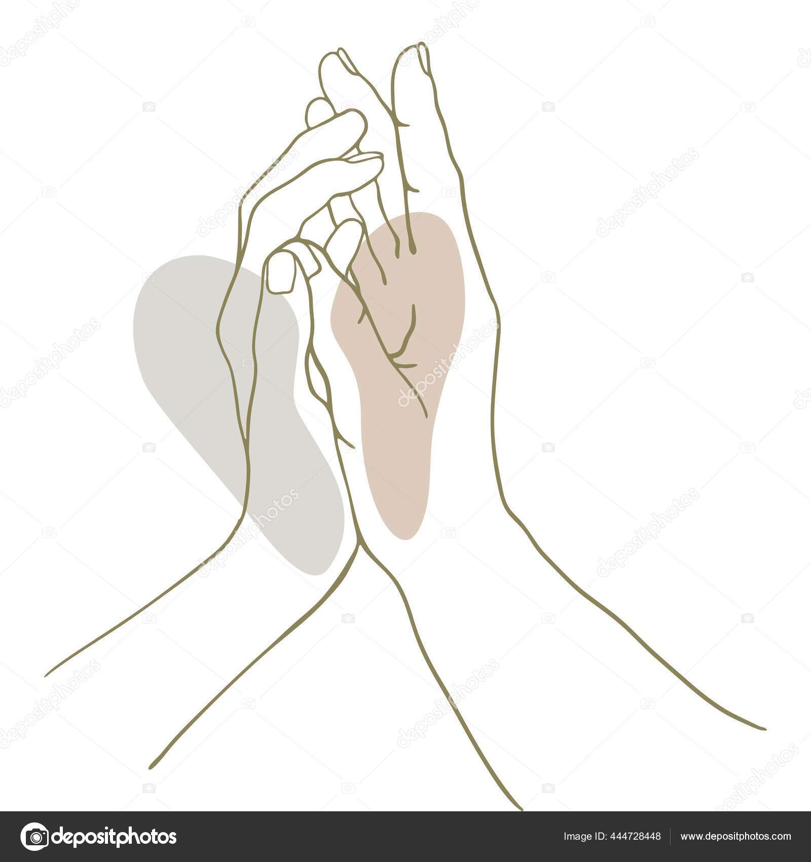 Two Hands Together Love Wedding Concept Line Art Stock Vector Image by ...