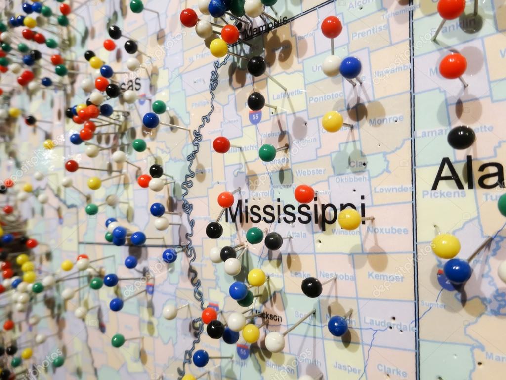 Mississippi pins en un mapa: fotografía de stock © digidream #65659077 ...