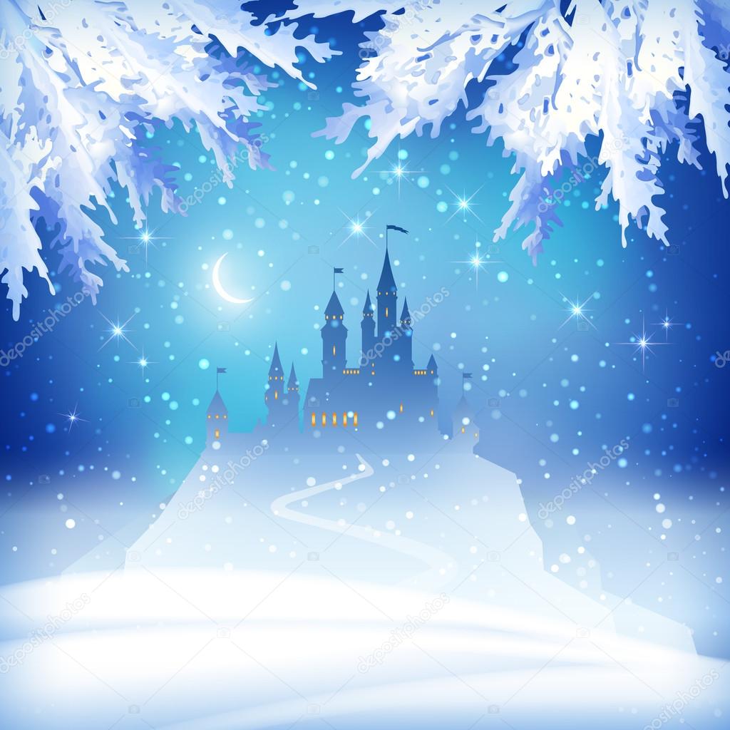 Christmas Winter Castle — Stock Vector © kostins #55644901