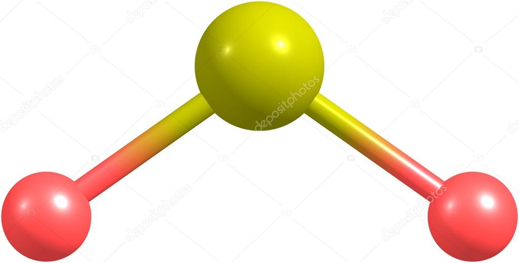Ilustración 3D de la estructura molecular del dióxido de azufre aislada ...