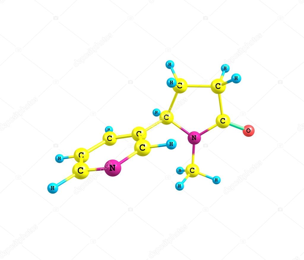 Molécula de cotinina aislada en blanco 2022