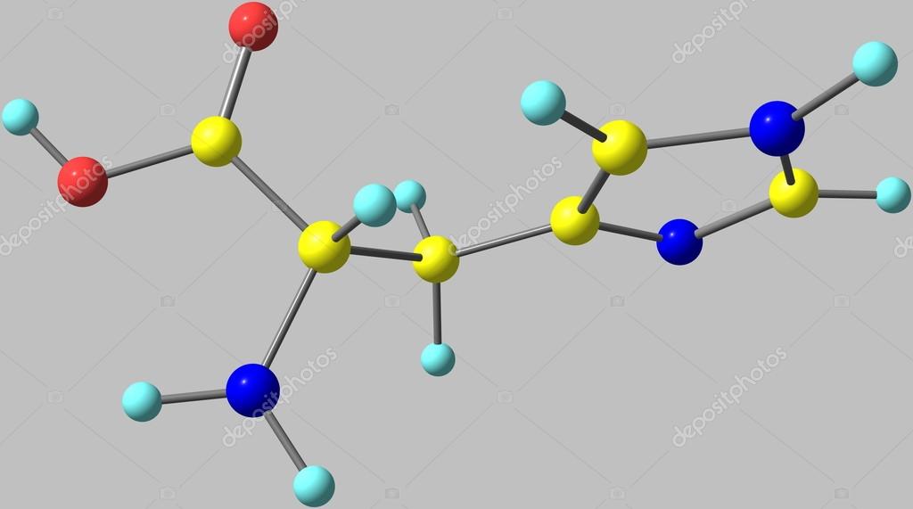Histidine acid molecule isolated on grey — Stock Photo © olla.davies ...