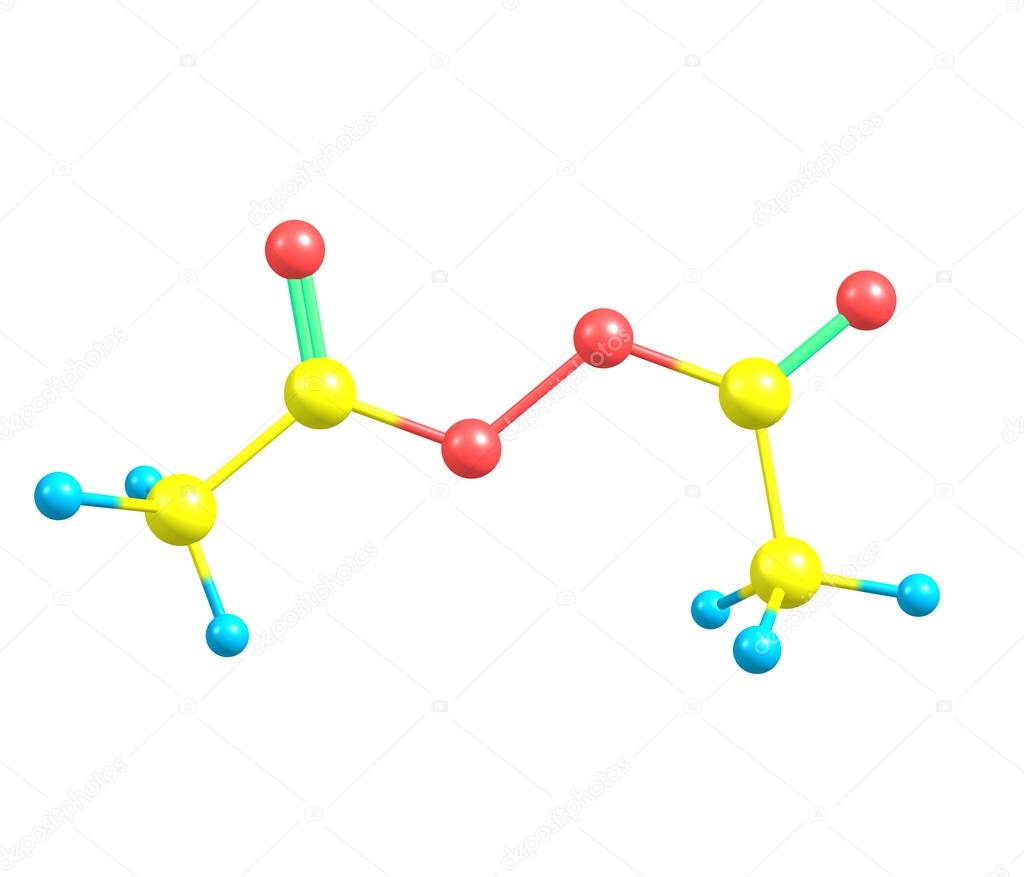 Molécula de peróxido de diacetilo aislada en blanco 2023