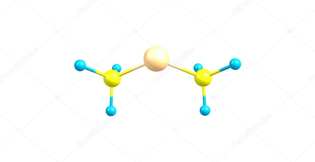 Estructura molecular de dimetilmercurio sobre fondo blanco 2023