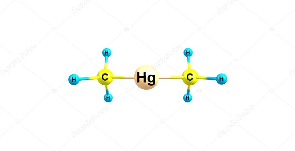 Dimethylmercury molecular structure on white background — Stock Photo ...