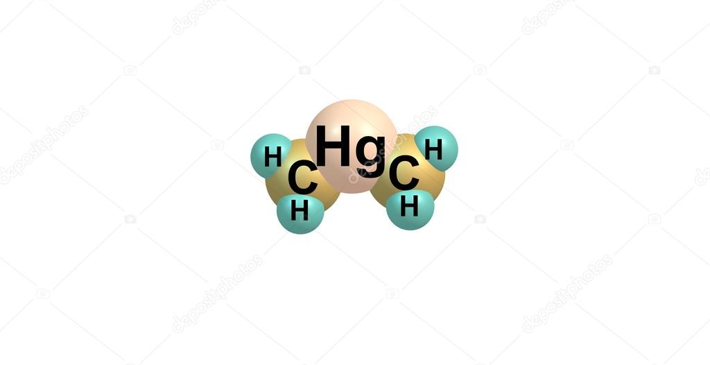 Dimethylmercury molecular structure on white background Stock ...