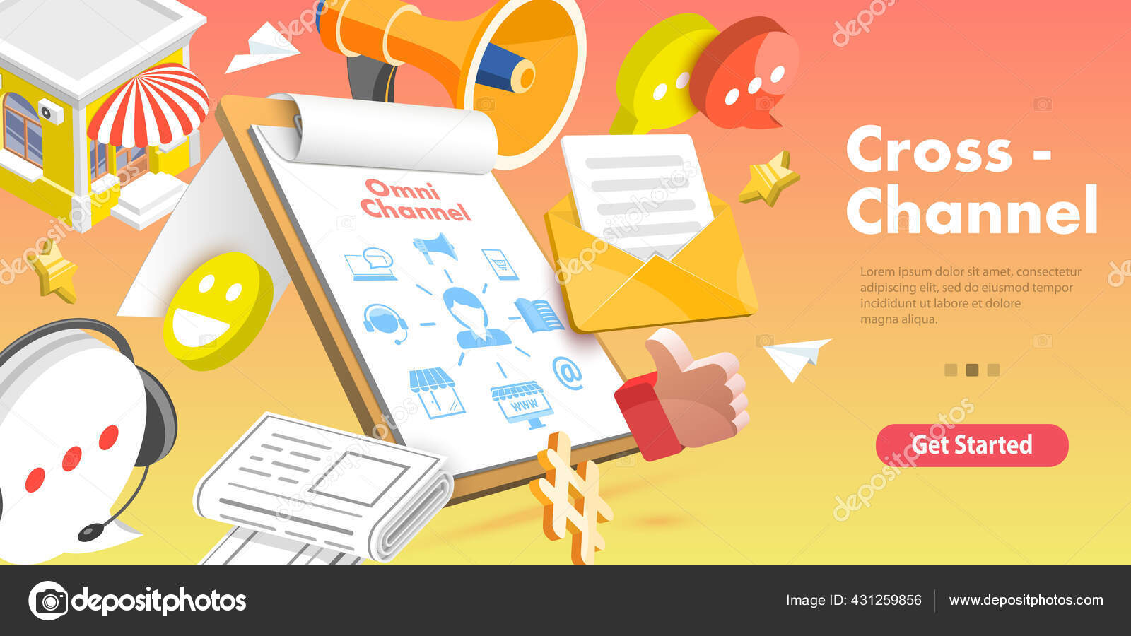 3D Isometric Flat Vector Concept of Cross-Channel Stock Vector by ©tarik_vision 431259856