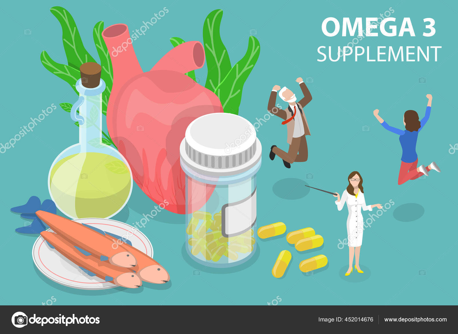 3D Isometric Flat Vector Conceptual Illustration of Omega 3 Supplement ...