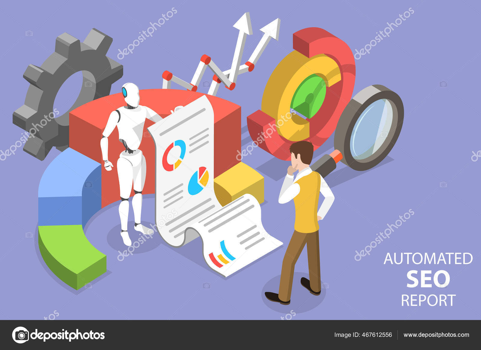 3D Isometric Flat Vector Conceptual Illustration of Automated Seo ...