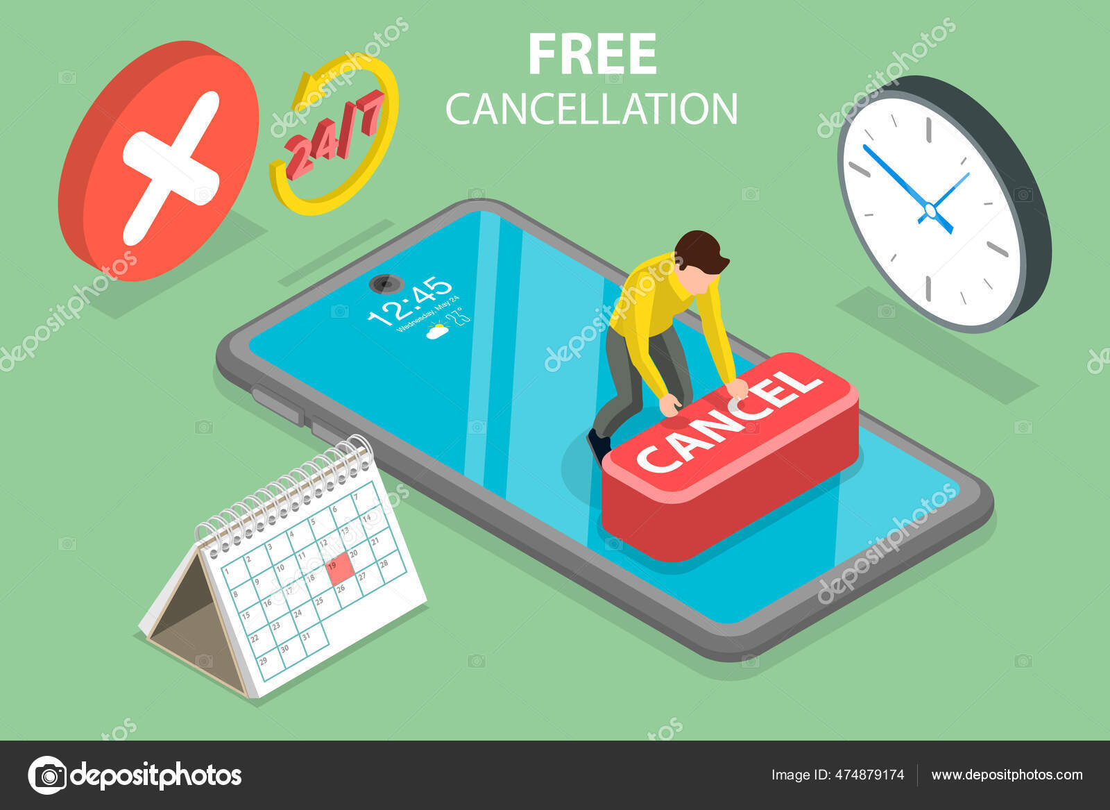 3D Isométrico Vector plano Ilustración conceptual de la cancelación ...