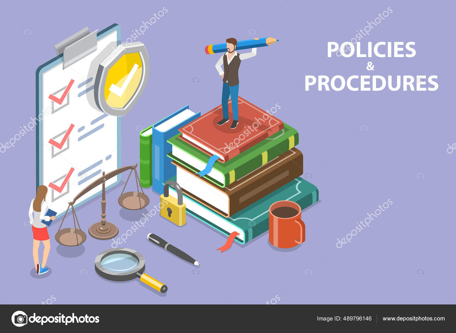 3D Isometric Flat Vector Conceptual Illustration of Policies and Procedures Stock Vector Image ...