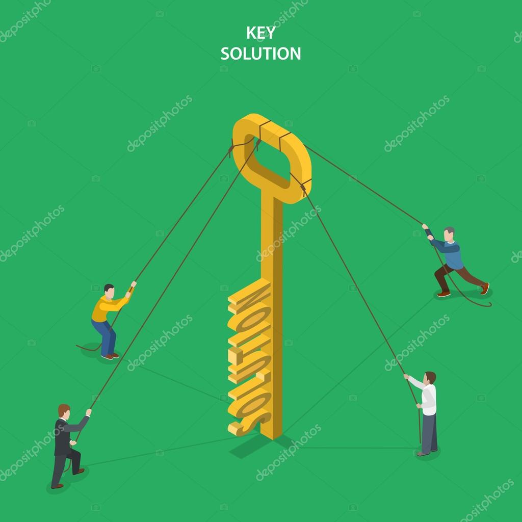 Key solution isometric flat vector concept. Stock Vector Image by ...