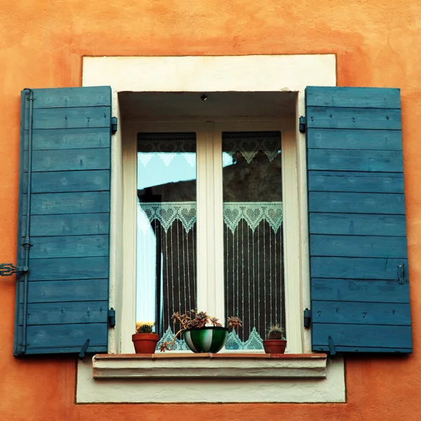 French window with blue shutters, Provence, France. Stock Photo by ...