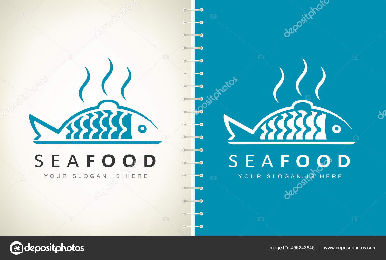 Seafood Logo Vector Fresh Cooked Fish Tray Vector Stock Vector by ...