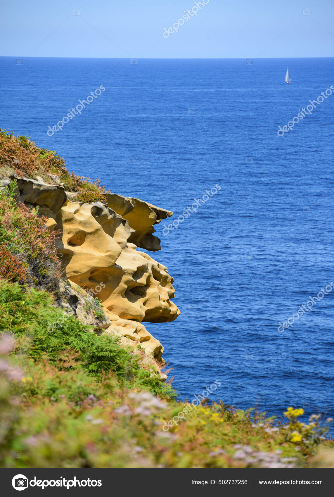 Colourful Sandstone Rock Formations Cantabrian Coastline Mount ...