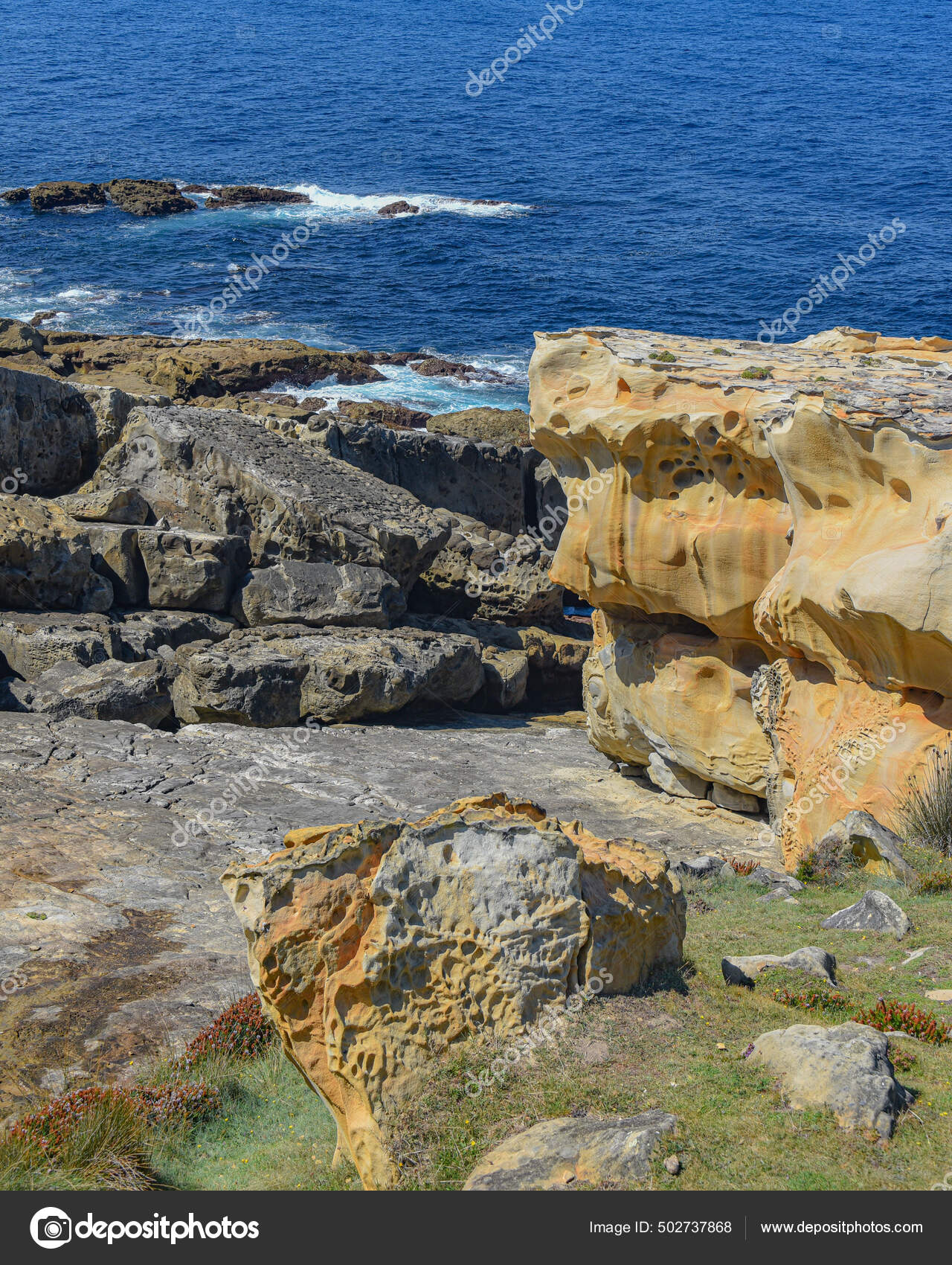 Colourful Sandstone Rock Formations Cantabrian Coastline Mount ...