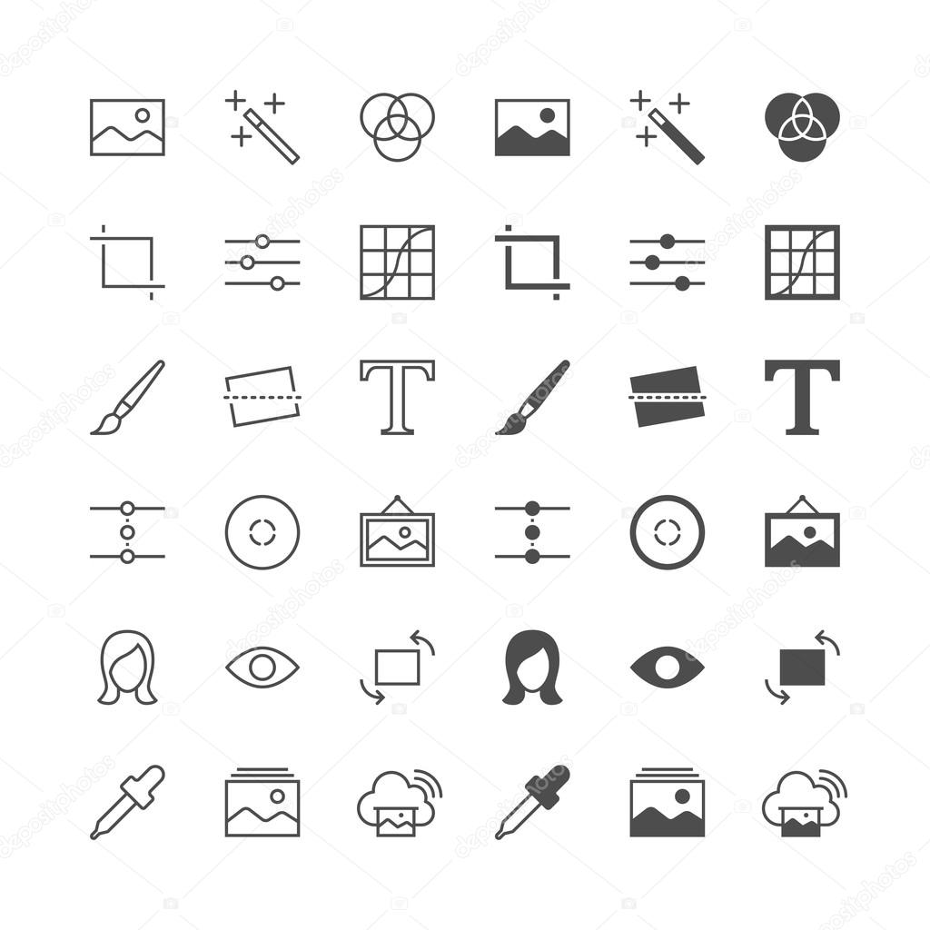 Photography icons, included normal and enable state. Stock Vector Image ...