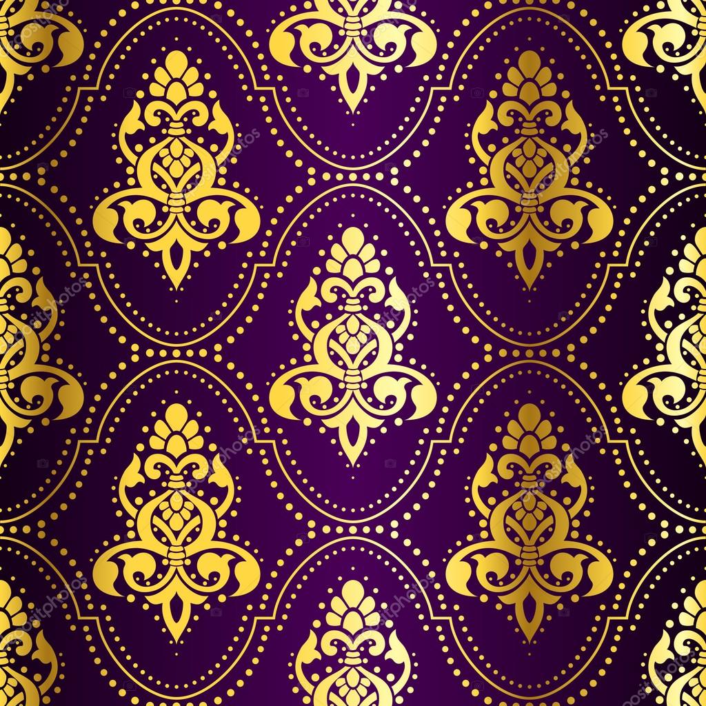 Gold-on-Purple seamless Indian pattern with dots Stock Vector by ...